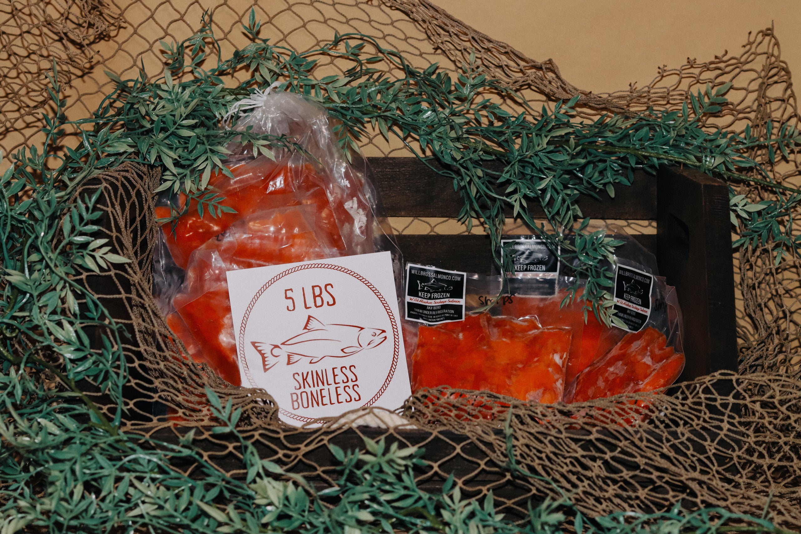 Pop-Up 5 Lbs Sockeye Salmon Skinless Boneless Strips | Willbros Salmon Co.